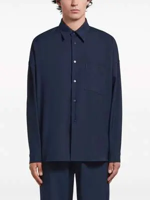 Marni Tropical Wool Long-sleeved Shirt - Blue