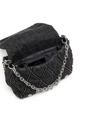 DIESEL® Charm-d M Denim Shoulder Bag - Black