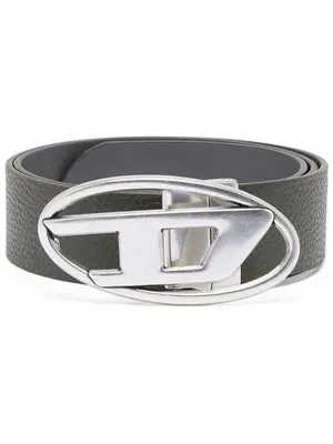 DIESEL 1dr Logo-buckle Leather Belt - Grey