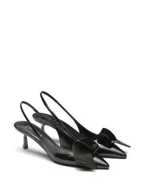 Prada 55mm Crystal-embellished Slingback Pumps - Black
