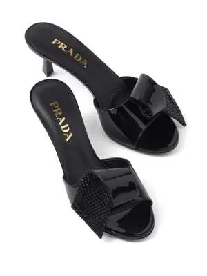 Prada Bow-detail Patent-leather Sandals