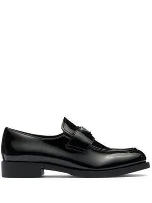 Prada Triangle-logo Leather Loafers - Black