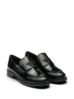 Prada Triangle-logo Leather Loafers - Black