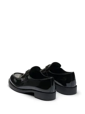 Prada Triangle-logo Leather Loafers - Black