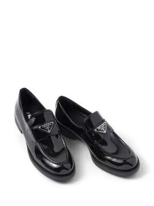 Prada Triangle-logo Leather Loafers - Black