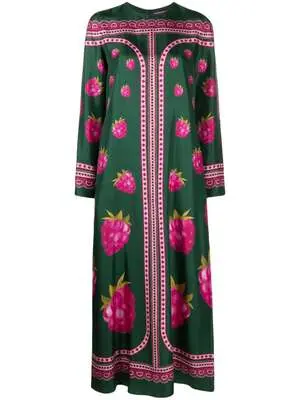 La DoubleJ Graphic-print Silk Maxi Dress - Green