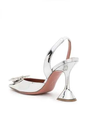 Amina Muaddi Begum 95mm Slingback Pumps - Silver