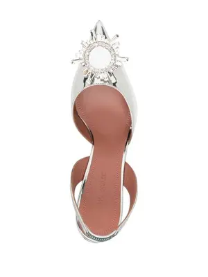 Amina Muaddi Begum 95mm Slingback Pumps - Silver