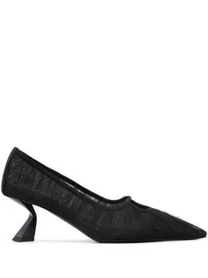 NENSI DOJAKA 75mm Sculpted-heel Tulle Pumps - Black