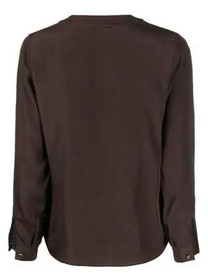 MERCI Button-up Long-sleeve Shirt - Brown