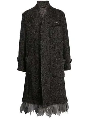 4SDESIGNS Feather-trim Bouclé Coat