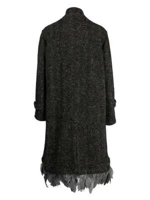 4SDESIGNS Feather-trim Bouclé Coat
