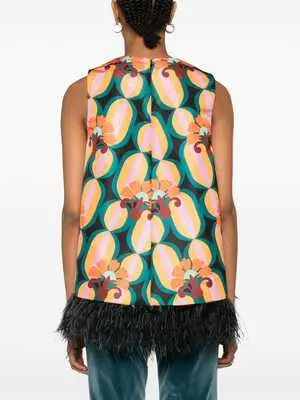 La DoubleJ La Scala Feather-trim Blouse