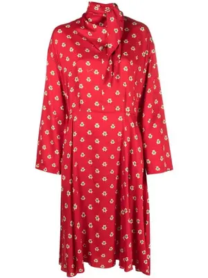Kenzo Teddy Flower Pleated Midi Dress