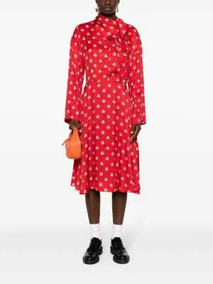 Kenzo Teddy Flower Pleated Midi Dress