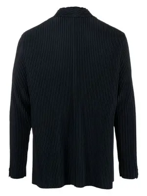 Issey Miyake Notched-lapels Pleated Blazer - Blue