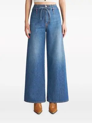 Etro Floral-embroidered Wide-leg Jeans - Blue