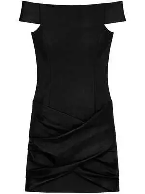 Givenchy Draped Leather Mini Dress - Black