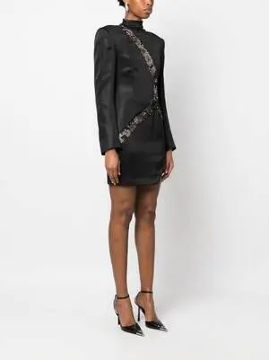 GENNY Asymmetric Rhinestone-embellished Minidress