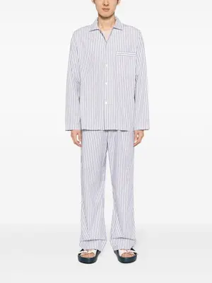 TEKLA Striped Organic Cotton Pyjama Trousers - Blue