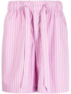 TEKLA Striped Cotton Pyjama Shorts - Purple
