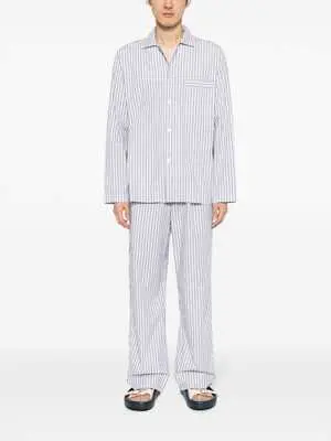 TEKLA Striped Cotton Pyjama Shirt - White