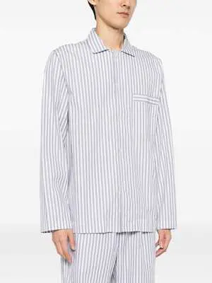 TEKLA Striped Cotton Pyjama Shirt - White