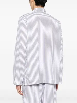 TEKLA Striped Cotton Pyjama Shirt - White