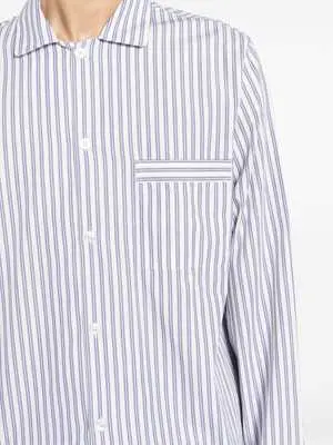 TEKLA Striped Cotton Pyjama Shirt - White