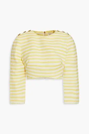 Zimmermann Cropped Striped Cotton-blend Top