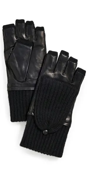 Carolina Amato L749 Leather Gloves - Black/black