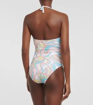 Melissa Odabash Zanzibar Printed Halterneck Swimsuit - Multicoloured