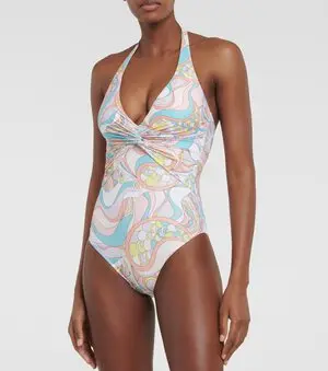 Melissa Odabash Zanzibar Printed Halterneck Swimsuit - Multicoloured
