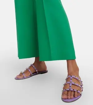 Valentino Garavani Rockstud Leather Sandals - Purple