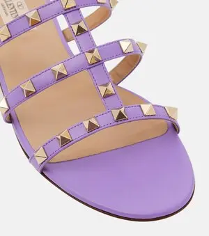 Valentino Garavani Rockstud Leather Sandals - Purple