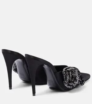 Magda Butrym Floral-appliqué Embellished Satin Mules