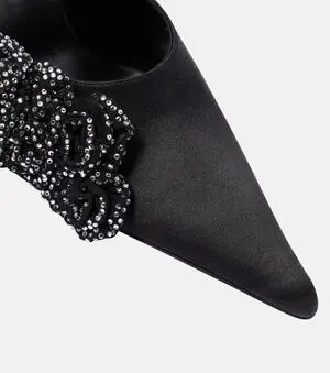 Magda Butrym Floral-appliqué Embellished Satin Mules
