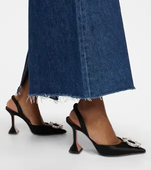 Amina Muaddi Begum Satin Slingback Pumps - Black