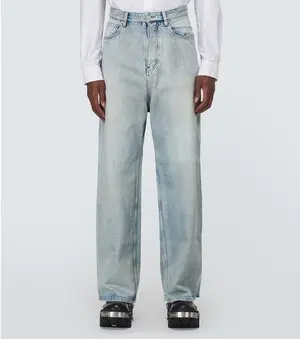 Balenciaga Distressed Wide-leg Jeans - Blue
