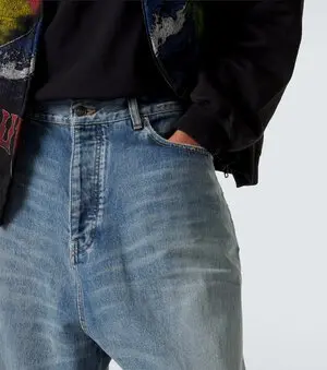 Balenciaga Distressed Wide-leg Jeans - Blue