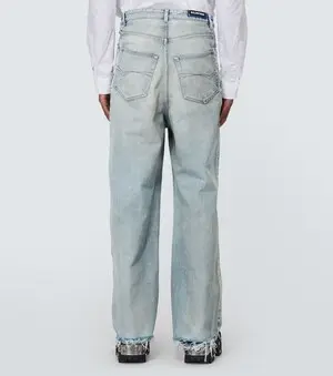 Balenciaga Distressed Wide-leg Jeans - Blue