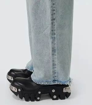 Balenciaga Distressed Wide-leg Jeans - Blue