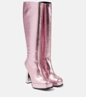 NODALETO Angel Metallic Leather Knee-high Boots