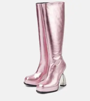 NODALETO Angel Metallic Leather Knee-high Boots