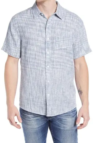 THE NORMAL BRAND Freshwater Short Sleeve Button-up Shirt - Blue Multi