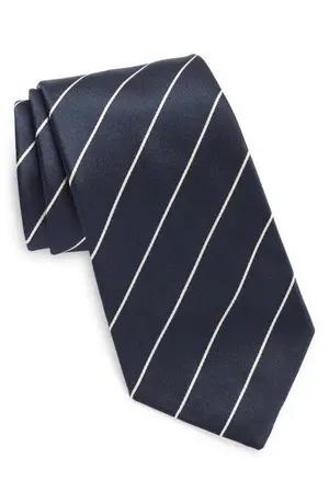 Ralph Lauren Purple Label Stripe Silk Neck Tie - Dark Navy