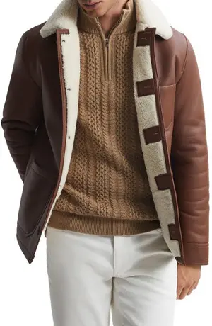 REISS Bantham Cabled Henley Sweater