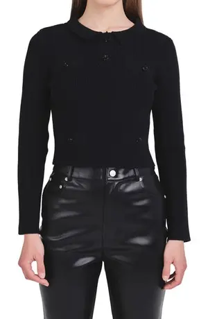 Endless Rose Rib Button Accent Knit Top