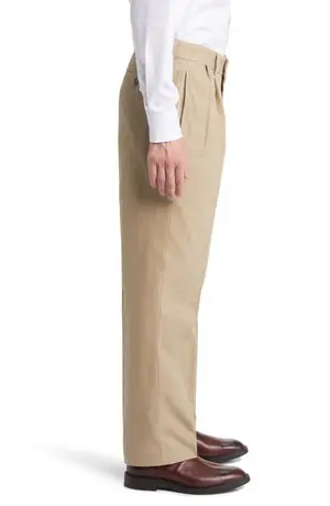 Berle Charleston Pleated Canvas Chinos - Khaki