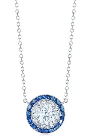 Kwiat Diamond & Sapphire Halo Pendant Necklace - White 0.95 Cts